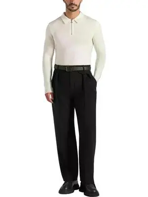 Manière De Voir Long Sleeve Polo Top With Zip Off White - Neutrals