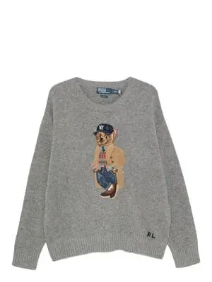 Polo Ralph Lauren Polo Bear Intarsia Knit Sweater - Grey