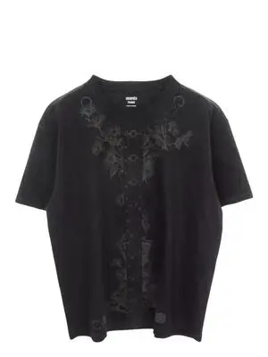 Hermès 2020s Cartouche Floral-print Cotton T-shirt - Black