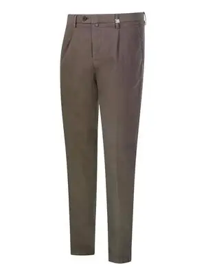 MYTHS Pleated Tapered-leg Trousers - Brown