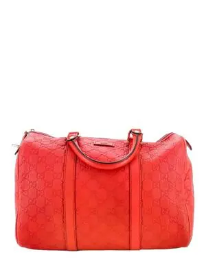Gucci Embossed Leather Medium Boston Bag - Red