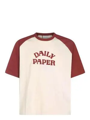 DAILY PAPER Raglan-sleeve Logo-print T-shirt - Neutrals