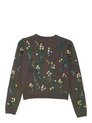 Moschino Floral Embroidered Cardigan - Brown