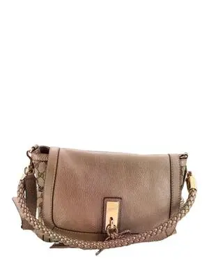 Gucci Bella Flap Gg Canvas With Leather Shoulder Bag - Gold