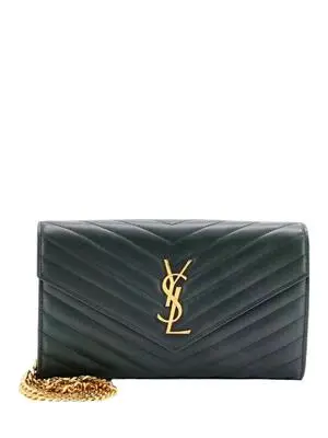 Saint Laurent Saint Laurent Classic Monogram Wallet On Chain Bag Green