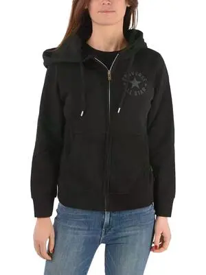 CONVERSE Logo-print Zip-up Hoodie - Black