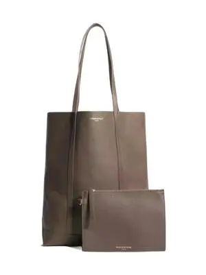 Maison Kitsuné Logo-print Leather Tote Bag - Brown