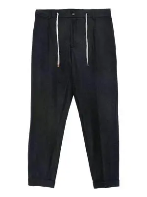 ARTE ANTWERP Roma Drawstring Wool Trousers - Blue