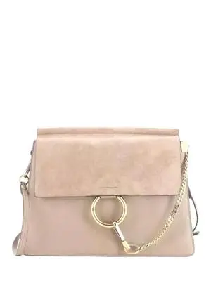 Chloé Faye Leather And Suede Medium Shoulder Bag - Grey