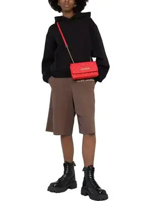 Moschino Quilted Logo Plaque Crossbody Bag - Red