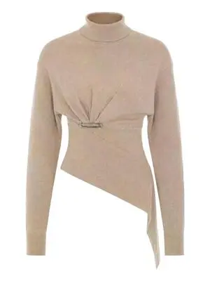 LANVIN Lanvin Wool And Cashmere Sweater With Draped Detail Neutrals