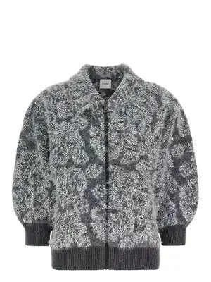 NUDE Jacquard-knit Zip-up Cardigan - Grey