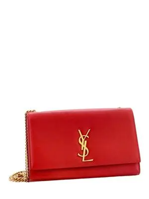 Saint Laurent Classic Monogram Grainy Leather Medium Crossbody Bag - Red