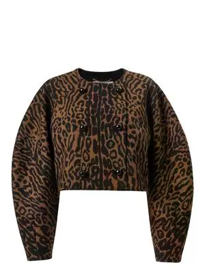 Carolina Herrera Leopard-jacquard Cocoon Jacket - Brown
