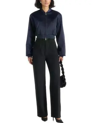 Manière De Voir Monique Satin Bomber Jacket - Blue
