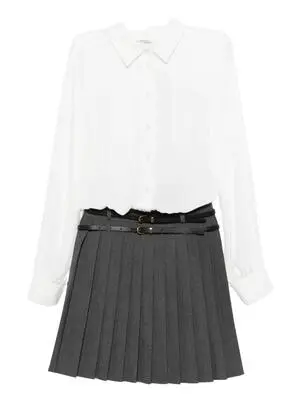 Liu Jo Belted Pleated Midi Dress - Grey