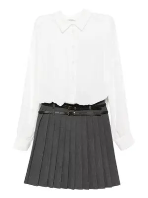 Liu Jo Belted Pleated Midi Dress - Grey