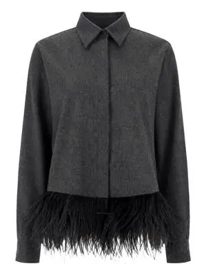 Fabiana Filippi Feather-trimmed Shirt - Grey