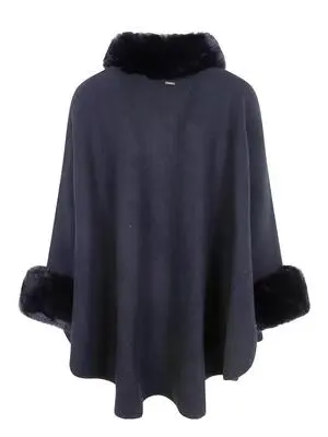 TWINSET Faux-fur Trimmed Cape - Black
