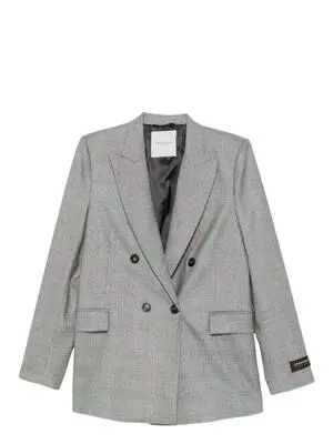 ERMANNO FIRENZE Prince Of Wales Check Double-breasted Blazer - Grey