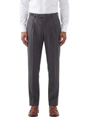 PT TORINO PT Torino Slim Fit Pleated Trousers In Cotton And Virgin Wool Grey