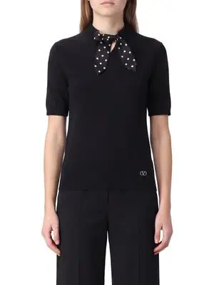 VALENTINO Valentino Garavani Virgin Wool Knit Top With Scarf Neck And VLogo Signature