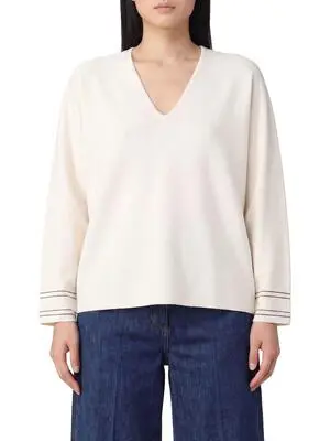 Max Mara Max Mara Relaxed Fit V-Neck Wool Blend Sweater White