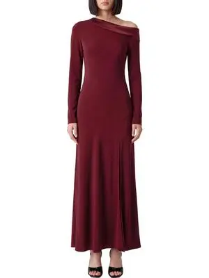 Alberta Ferretti Asymmetrical Midi Dress With Slit - Red