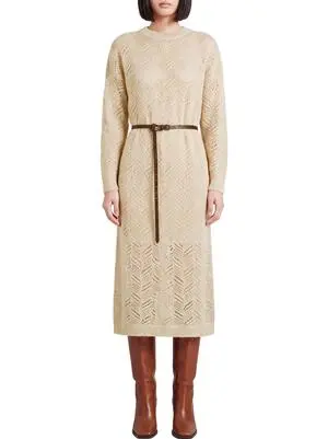 Brunello Cucinelli Sequin-embroidered Wool-knit Midi Dress - Beige