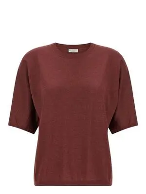 Brunello Cucinelli Relaxed Fit Cashmere And Silk Crewneck Sweater - Red