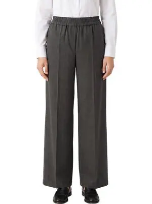 Brunello Cucinelli Wide-leg Stretch-wool Blend Trousers - Grey