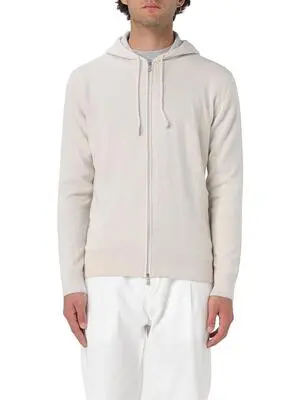 Eleventy Eleventy Cashmere Hooded Zip-Up Sweatshirt With Ribbed Trims Beige