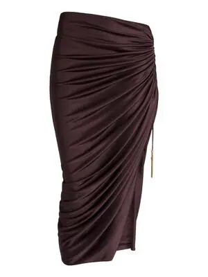 Balmain Ruched Midi Skirt - Brown
