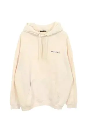 Balenciaga 2000s Logo Print Cotton Hoodie - Neutrals