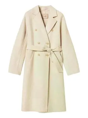 TWINSET Belted Double-breasted Coat - Neutrals