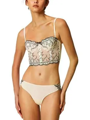 TWINSET Embroidered Tulle Bustier