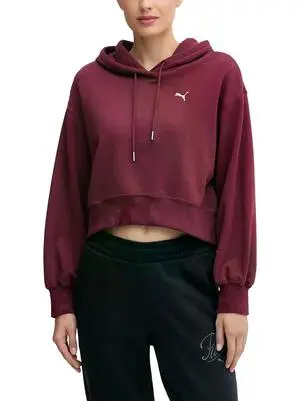 PUMA Cropped Logo-embroidered Hoodie - Red