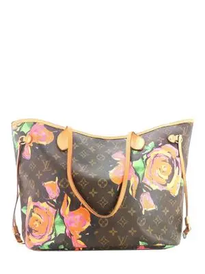 LOUIS VUITTON Monogram Roses Neverfull Mm Tote Bag - Brown