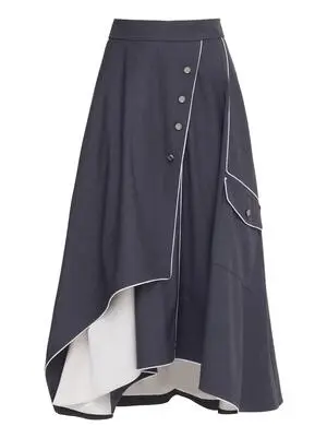 JULIA ALLERT Tailored Asymmetrical Midi Skirt - Grey