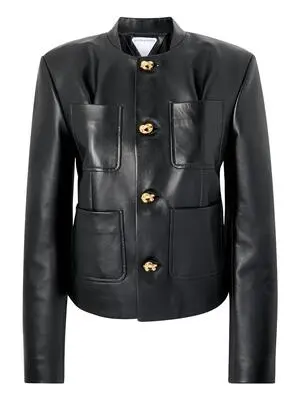 Bottega Veneta Leather Jacket With Knot Buttons - Black