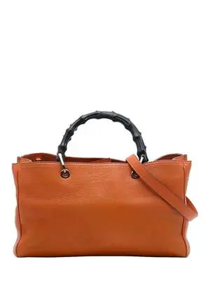 Gucci Bamboo Shopper Satchel Medium Calfskin - Orange