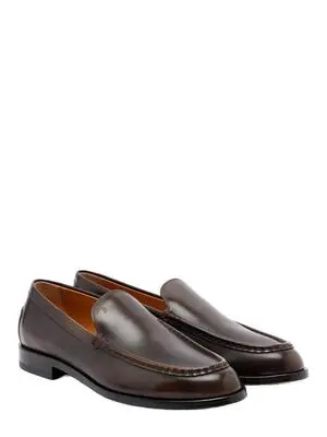 TOD'S Studded Leather Loafers - Brown