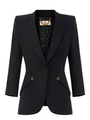Elisabetta Franchi Single-breasted Crêpe And Satin Jacket - Black