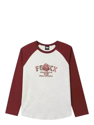 FINGERCROXX Cotton Raglan Sleeve T-shirt With Logo Print - Grey