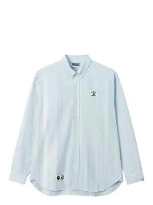 FINGERCROXX Striped Logo-patch Shirt - Blue