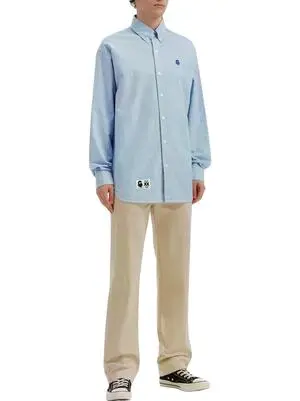FINGERCROXX Logo-patch Button-down Shirt - Blue