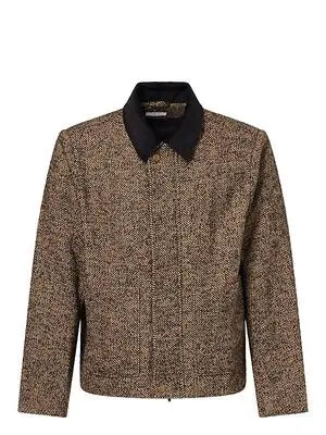 PERCIVAL Boxy Herringbone Woven Jacket - Brown