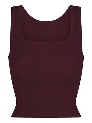 SKIMS Cotton Ribbed Scoop Neck Tank Top - Currant