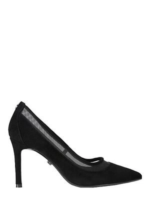 Carvela Positano Mesh-panel Suede High Heel Court Shoes - Black