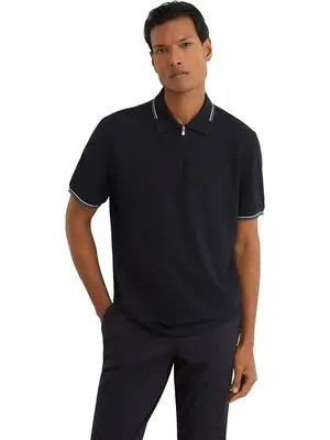 REISS R-flex Half-zip Polo Shirt Navy